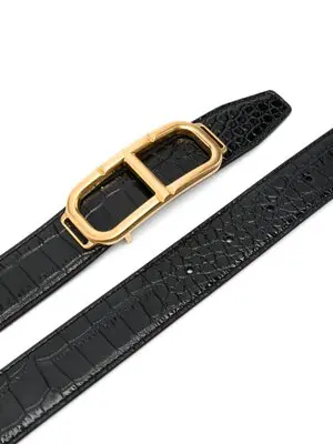 TOM FORD Crocodile-embossed Stadium-buckle Belt