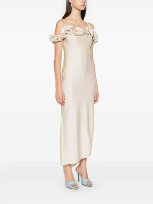 Coperni Ruffled-detailing Midi Dress - Neutrals