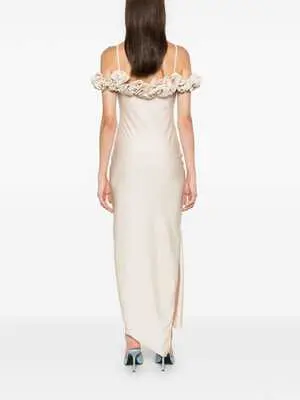 Coperni Ruffled-detailing Midi Dress - Neutrals