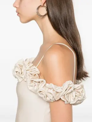 Coperni Ruffled-detailing Midi Dress - Neutrals