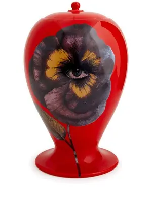 FORNASETTI Pensee Hand-painted Ceramic Vase - Red