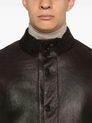 SALVATORE SANTORO Leather Bomber Jacket - Brown