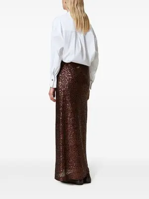 TWINSET Sequin-embellished Maxi Skirt - Brown