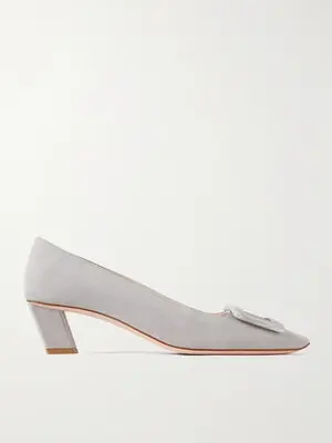 ROGER VIVIER Roger Vivier Belle Vivier 45 Suede Pumps Gray