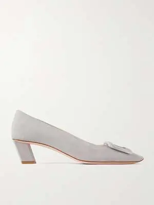 ROGER VIVIER Belle Vivier 45 Suede Pumps - Gray