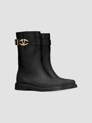 Valentino Garavani Vlogo The Bold Edition Boots In Rubber And Calfskin