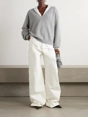 Sasuphi Textured Wool And Cashmere-blend Sweater - Gray