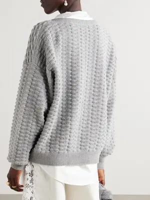Sasuphi Textured Wool And Cashmere-blend Sweater - Gray