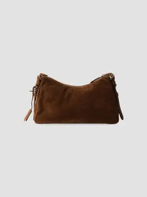 Prada Aimée Suede Shoulder Bag - Dark Brown