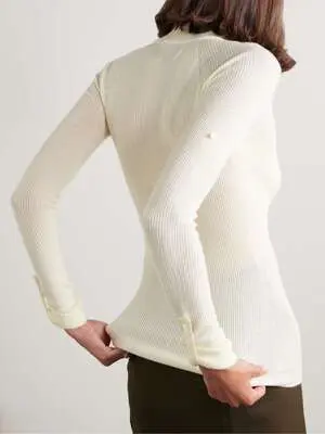 Unknown Sasuphi Lupetto Ribbed Cashmere And Silk-blend Sweater