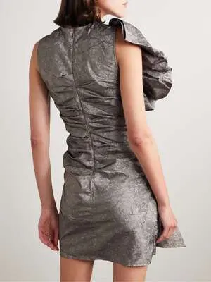 Ulla Johnson Estella Ruffled Metallic Crinkled-taffeta Mini Dress