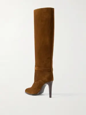 Saint Laurent Diane Suede Knee Boots - Brown