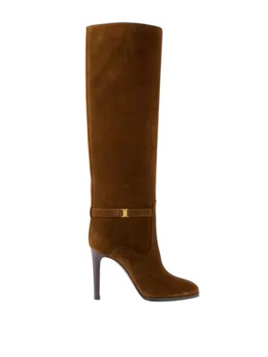Saint Laurent Diane Suede Knee Boots - Brown
