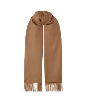 Saint Laurent Fringed Embroidered Cashmere Scarf - Brown