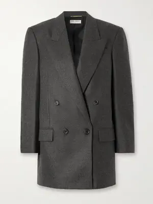 Saint Laurent Double-breasted Cashmere-twill Blazer - Gray