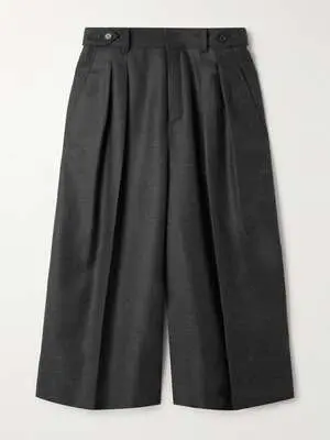 Saint Laurent Flared Pleated Cashmere Bermuda Shorts
