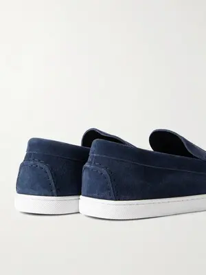 CHRISTIAN LOUBOUTIN Varsiboat Logo-embossed Suede Loafers