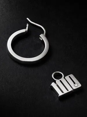 Established 100-dollars White Gold Diamond Pendant Hoop Earring