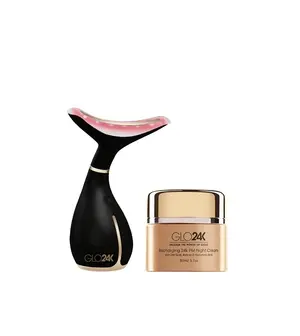 GLO24K Neck & Face Led Beauty Massager + 24k Night Cream - No Color