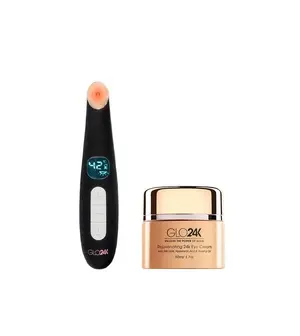 GLO24K Triple Action Eye Care Therapy Wand + 24k Eye Cream - No Color