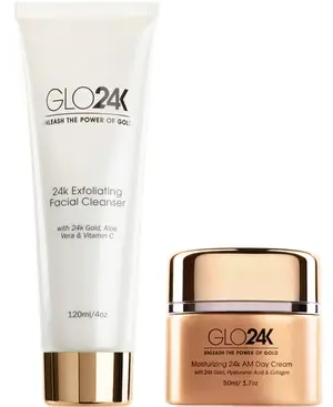 GLO24K Exfoliating Facial Cleanser & Day Cream - No Color
