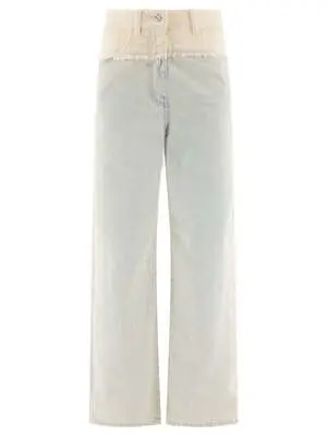 Givenchy Oversized Denim And Tweed Jeans With 4g Detail - Light Blue