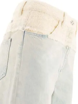 Givenchy Oversized Denim And Tweed Jeans With 4g Detail - Light Blue