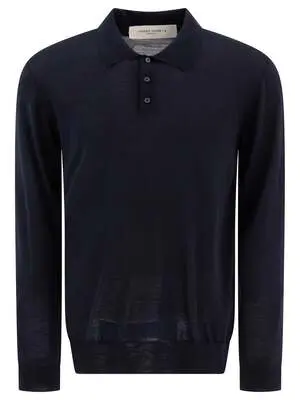 GOLDEN GOOSE Gregory' Wool Polo Shirt - Blue
