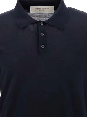 GOLDEN GOOSE Gregory' Wool Polo Shirt - Blue