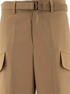 Sacai Belted Wide-leg Trousers - Beige