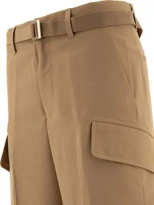 Sacai Belted Wide-leg Trousers - Beige