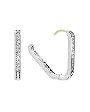 Lagos 14k Yellow Gold & Sterling Diamond Hoop Earrings
