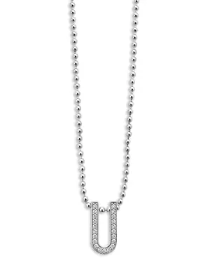 Lagos Sterling Caviar Spark Diamond U Pendant Necklace