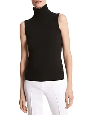Michael Kors Cashmere Sleeveless Turtleneck Sweater Black