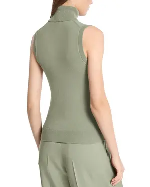 Michael Kors Cashmere Sleeveless Turtleneck Sweater - Celadon