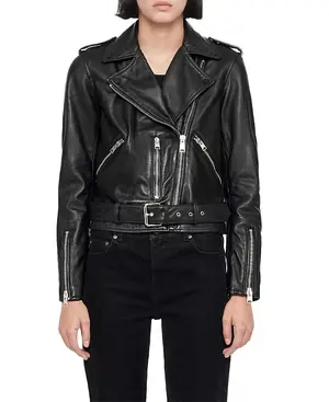 ALLSAINTS Balfern Leather Biker Jacket - Black/silver
