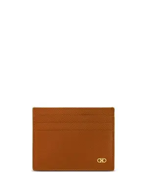 FERRAGAMO Gancini Leather Card Holder - Brown