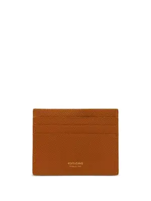FERRAGAMO Gancini Leather Card Holder - Brown