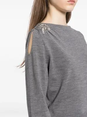 Erdem Glass Crystal-embellished Wool Top