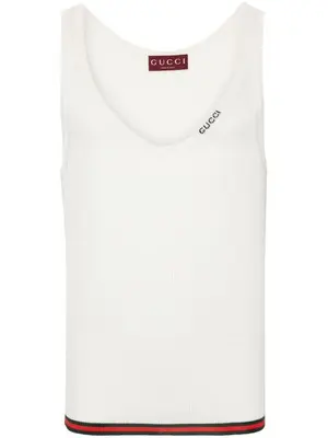 Gucci Ribbed-knit Silk Tank Top