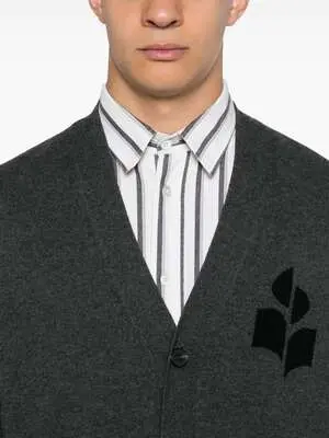 MARANT Logo Intarsia Knit Cardigan - Grey