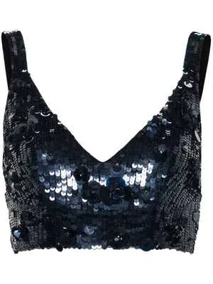 P.a.r.o.s.h Sequin-embellished Cropped Top - Blue
