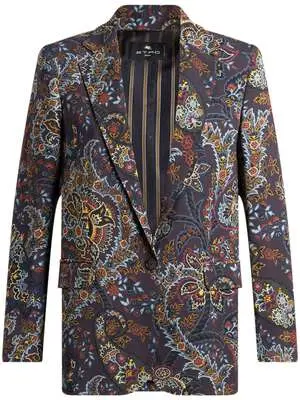 Etro Paisley-print Single-breasted Blazer - Black