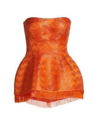 Rosie Assoulin Women's Lamp Herringbone Top - Orange  - Orange