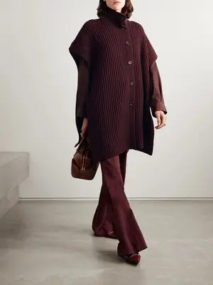 Erdem Ribbed Wool And Cashmere-blend Poncho