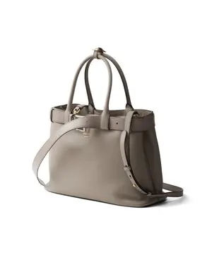 Prada Buckle Leather Handbag - Grey