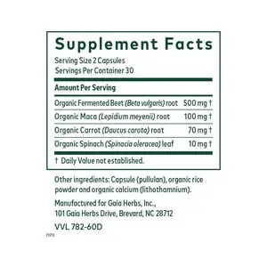 GAIA HERBS PRO Fermented Beet & Maca 60 Capsules