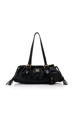 Miu Miu Leather Shoulder Bag - Black | Editorialist