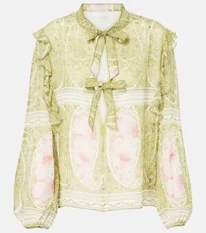 Giambattista Valli Printed Silk Georgette Blouse - Green