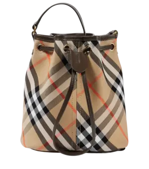 Burberry Check Jacquard Bucket Bag - Beige